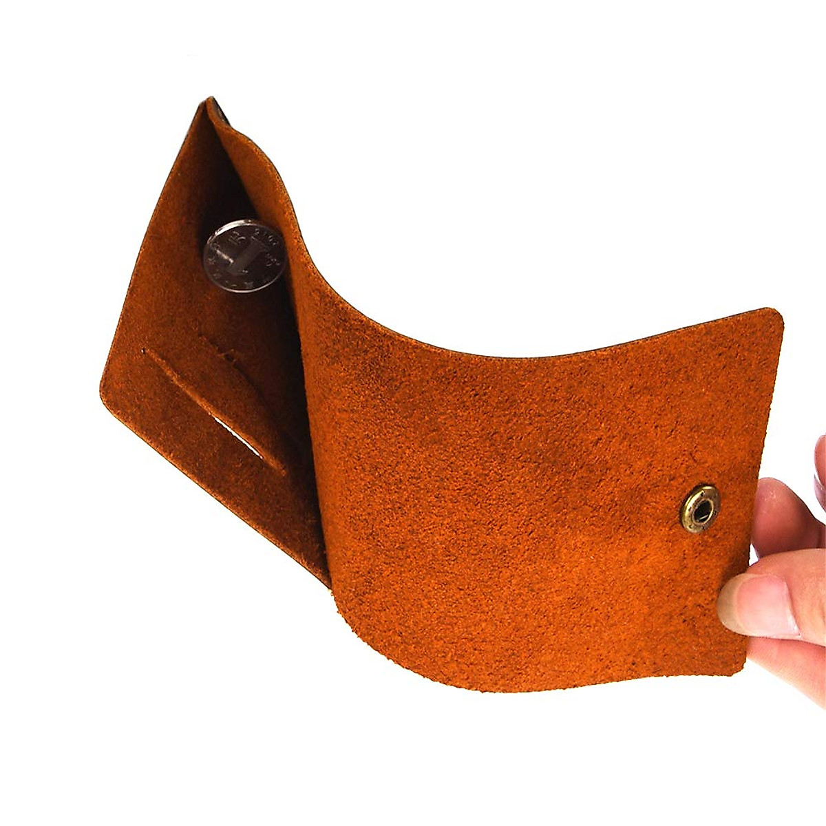 HUAMEIBANG Unisex Leather Simple Wallet Card Holder (Dark Brown)