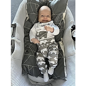 Siracend Newborn Infant Baby Boy Clothes Elephant Print Long Sleeve Bodysuit + Pants + Hat 3 PCS Outfits Set (0-3 months) White