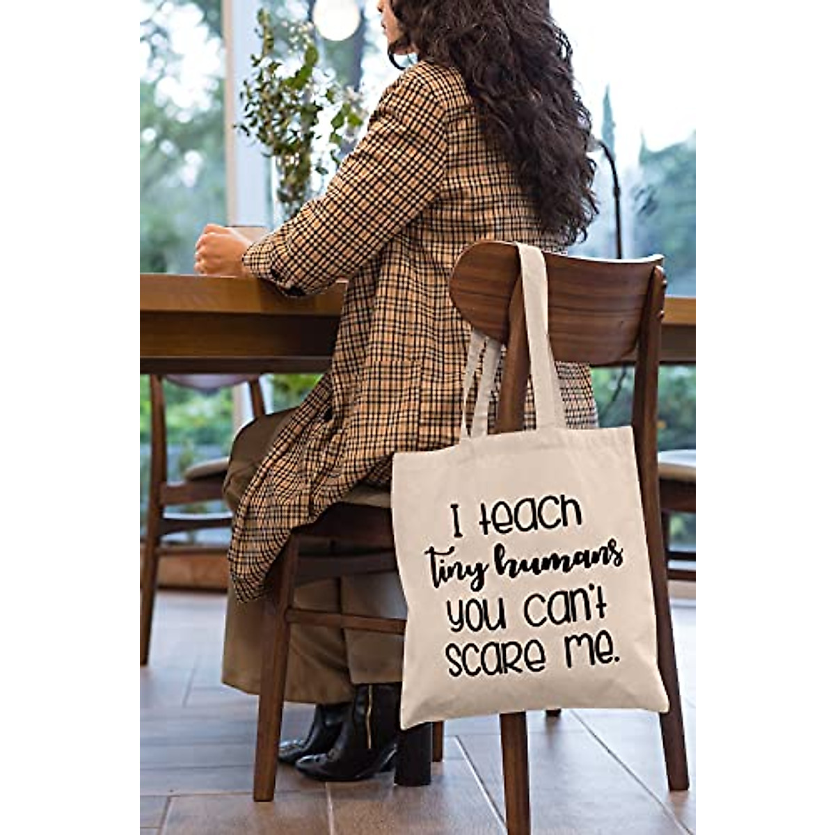 I Teach Tiny Humans You Can't Scare Me - Shoulder Bag Shopping Bag Tote Bag - Appreciation Gifts for Teachers - Birthday Christmas Back To School Gift for Preschool teacher