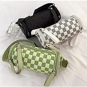 Women's Square Pattern Crossbody Clutch Bag Cylinder Bag (White)