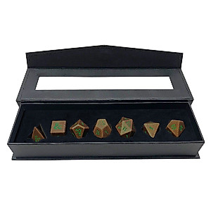 Heavy Metal Feywild Copper and Green RPG Dice Set for Dungeons & Dragons - Great for RPG, DND, MTG as Gamer Dice or Board Gaming Dice