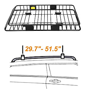 XCAR Roof Rack Basket Rooftop Cargo Carrier with Extension Black Car Top Luggage Holder 64"x 39" Universal for SUV Cars