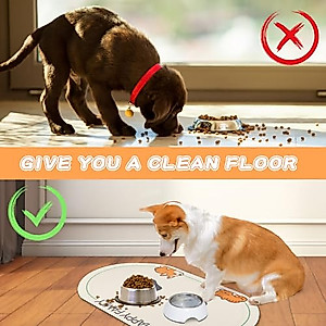 QDAN Waterproof Dog Food Mat-Absorbent Mat for Dog and Cat Bowls, 19"x12"Dog Mat for Food and Water, Pet Mats for Floor Waterproof - Dog Water Bowl Mat for Messy Drinkers