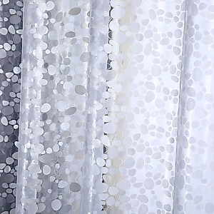 WellColor Short Shower Curtain Liner 65 inch, Pebble Translucent EVA Bath Shower Liners, Heavy Duty, Cobblestone, 72 x 65 inch