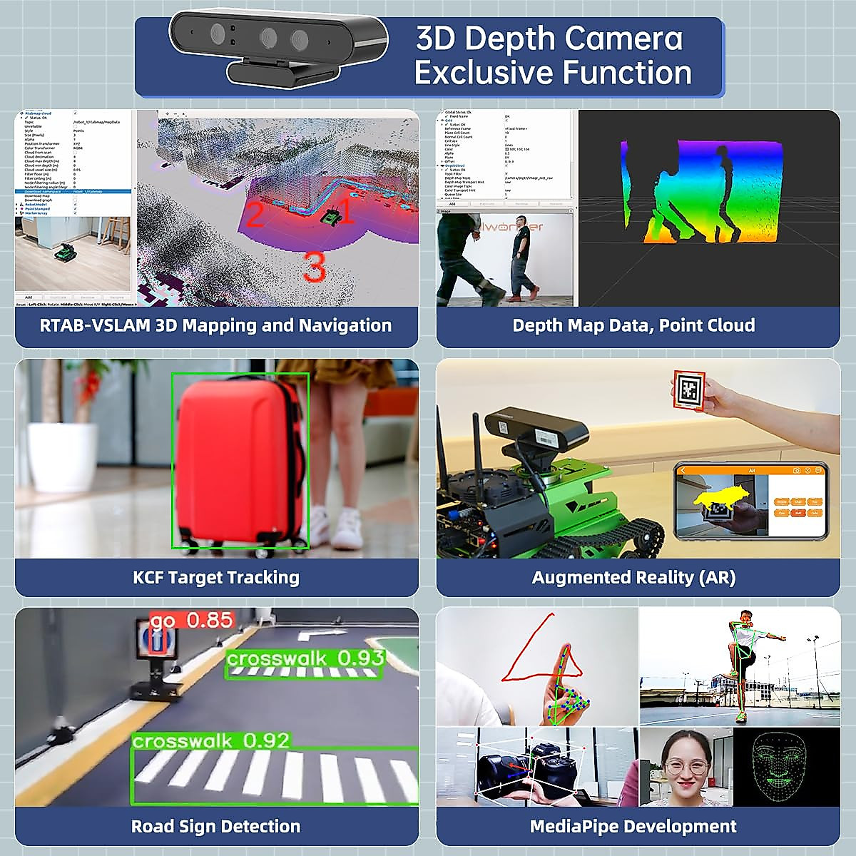 Hiwonder ROS JetTank Robot for Jetson Nano 3D and Lidar Mapping Navigation Touch Screen Python Programming AI Tank Kit (Standard kit with SLAMTEC A1 Lidar)