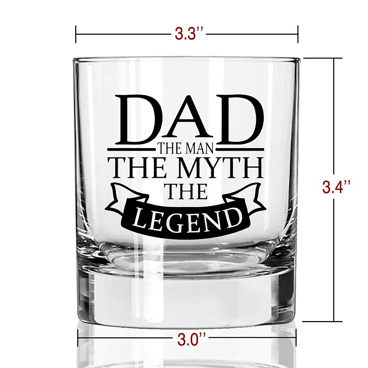 AGMDESIGN Dad Whiskey Glass, The Man The Myth The Legend Whiskey Glass Gifts for Grandfather, Papa, Him, Dad, Husband, Coworker, Friend, Boss, Birthday Gifts
