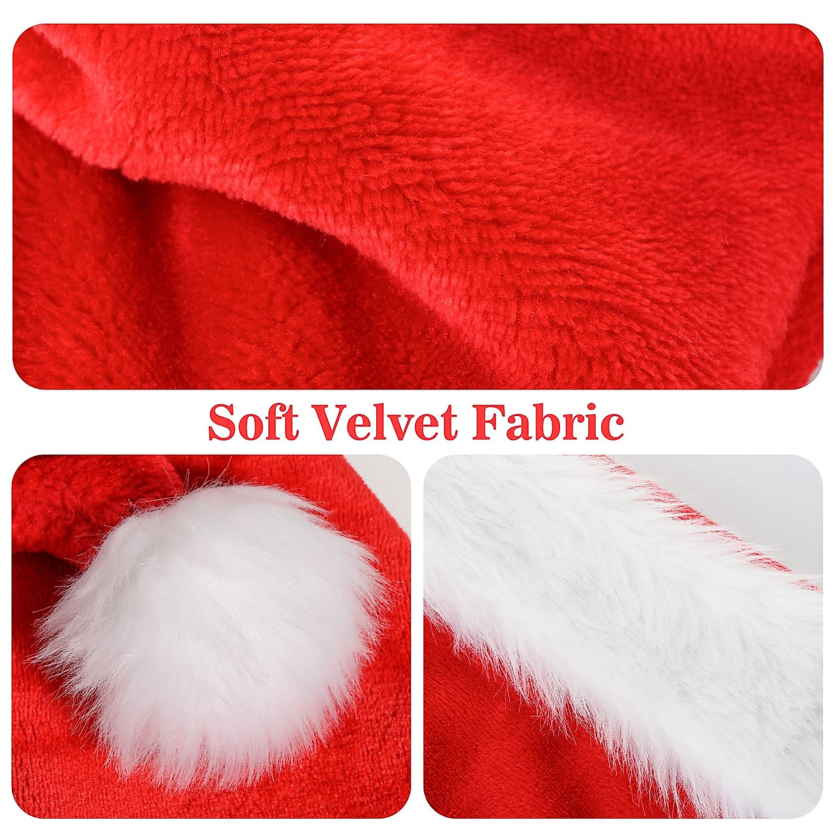 RJVW Baby Santa Hat, Christmas Hat for Infant,Xmas Holiday Hat,Unisex Velvet Classic Santa Hat for Christmas New Year