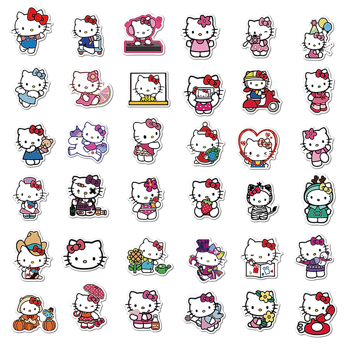 100Pcs Hello Kitty Stickers for Girl, Kawaii Cute Sanrio Cartoon Gifts for Kids, Waterproof Hello Kitty Decal for Teen Water Bottle, Laptop, Travel Case, Guitar, Phone, Skateboard, Bike, Scrapbook