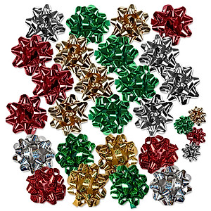 30 Christmas Self Adhesive Gift Bows and 8 Rolls of Christmas Curling Ribbons by Gift Boutique