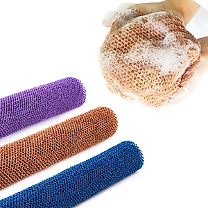 African Net Long Bathing Sponge,Net Exfoliating Back Scrubber for Body,Exfoliating Back Towel,Pack of 1 (Brown)