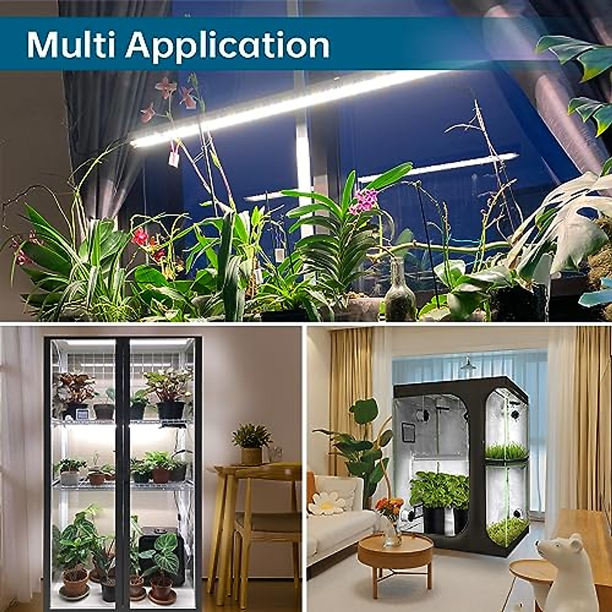 Barrina Grow Lights for Indoor Plants, 3FT 5000K Daylight White Full Spectrum Plant Lights, 180W(6 x 30W, 1000W Equivalent), T8 Grow Light Bulbs, LED Grow Light Strips, Linkable Design, 6-Pack