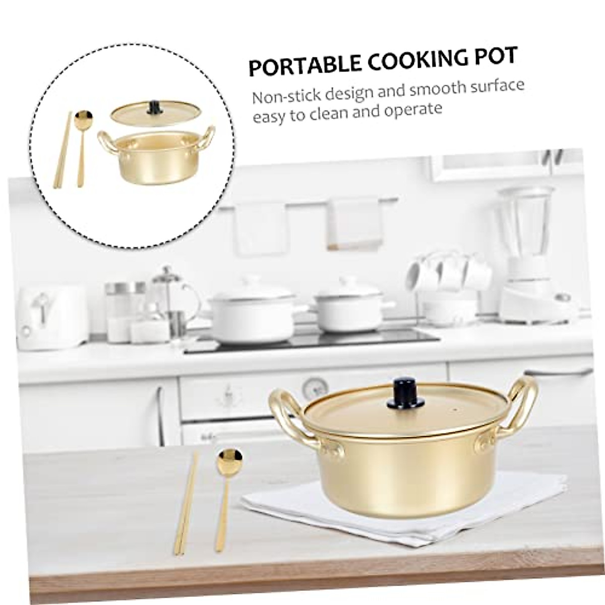 Cabilock 1 Set Korean Ramen Pot Mini Microwave Outdoor Cooking Stove Wine Set Kitchen Supplies Butter Melting Pot Non Stick Stock Pot Portable Cooking Pot Non Stick Pot Instant Noodle Pot