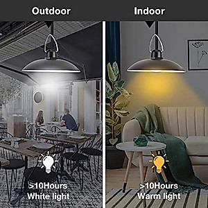 HFFFHA LED Solar Chandelier Outdoor Indoor Solar Power Lamp with Wire Bulb Shed Light Home Garden Yard Single Head Lamp,White