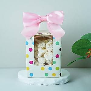 RainbowPana 50 Pack 4.5" Twist Tie Bows, Luxury Baby Pink Satin Ribbon Pretied Bows, Premade Craft Decoration for Package