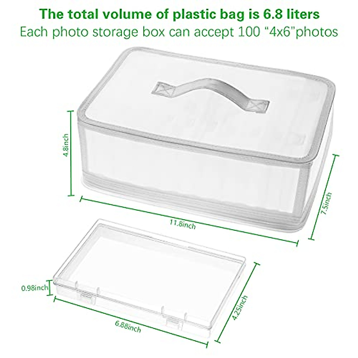 Gbivbe Photo Storage Bag 4x6, 10 Inner Large Photo Storage Box Photo Cases Store up to 1000 Photos, Photo Organizer Cards Craft Keeper with Handle for Photo Puzzles Cards Seed Packets (White)