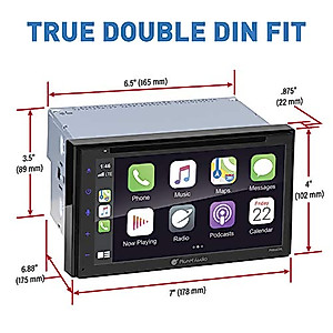 Planet Audio P9950CPA Apple Carplay Android Auto Car Multimedia Player - Double-Din, 6.75 Inch LCD Touchscreen, Bluetooth, MP3-DVD-CD-USB-Aux in, Am/FM Car Radio, Multi Color Illumination
