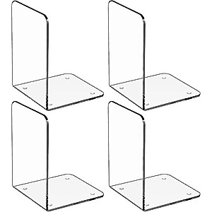 SZYAWsd File Sorters 6pcs Clear Bookends Acrylic Book Ends for Shelves Heavy Duty Bookends Plastic Bookends for Home Office LibraryBook Stopper