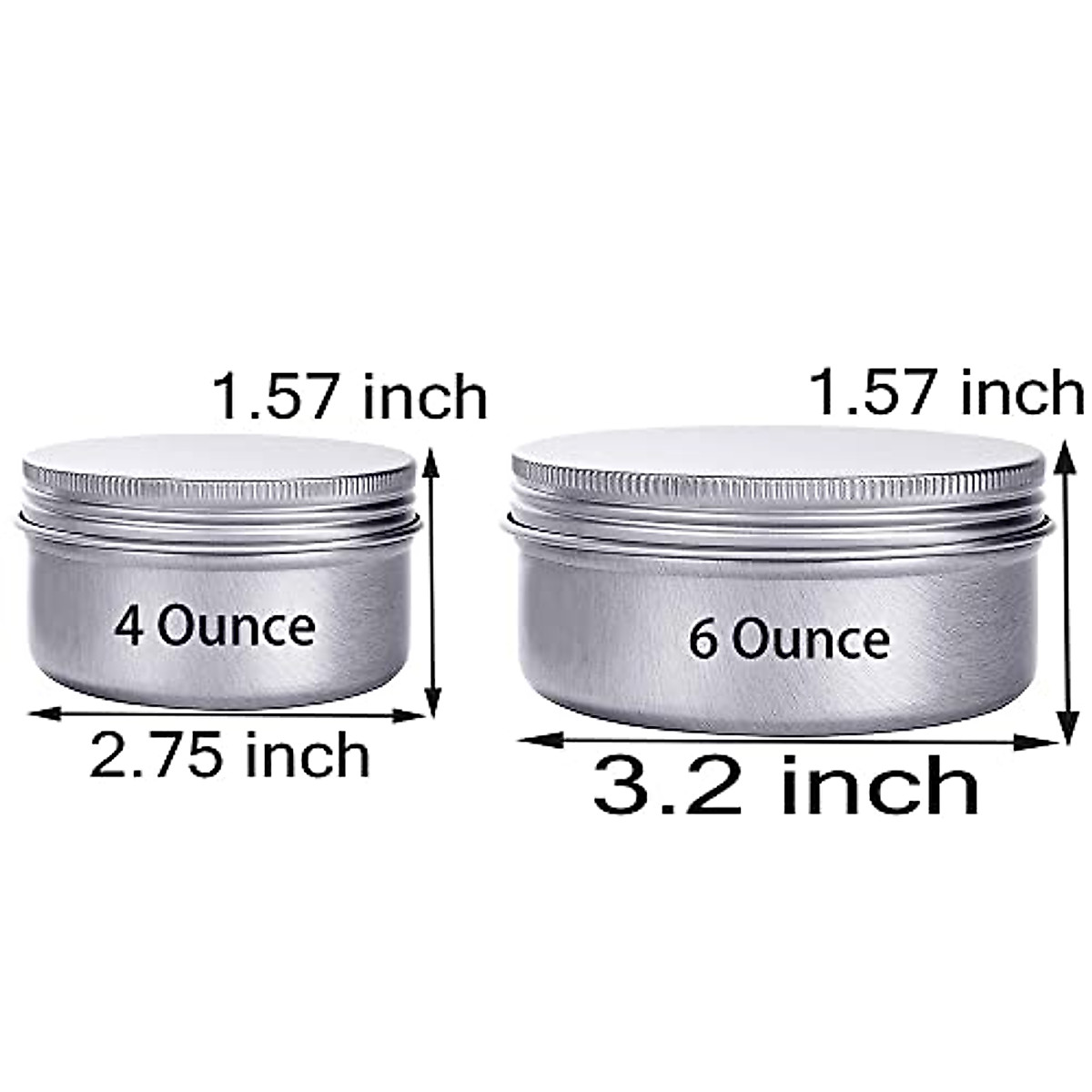 Hulless 4 Ounce Aluminum Cans 120 mL Screw Lid Metal Storage Tins Containers for Storing Spices, Candies, Lip Balm, Candles, 12 Pcs.