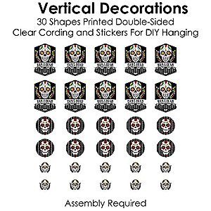 Big Dot of Happiness Day of the Dead - Halloween Sugar Skull Party DIY Dangler Backdrop - Hanging Vertical Decorations - 30 Pieces