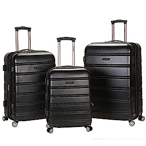 Rockland Melbourne Hardside Expandable Luggage with Spinner Wheels, Black, 3-Piece Set (20/24/28)
