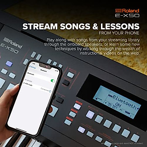 Roland E-X50 Electronic Arranger Keyboard – Easy-to-use | Stereo Speakers | Bluetooth | Professional Sounds | Mic Input | Auto-Accompaniment Function, Black