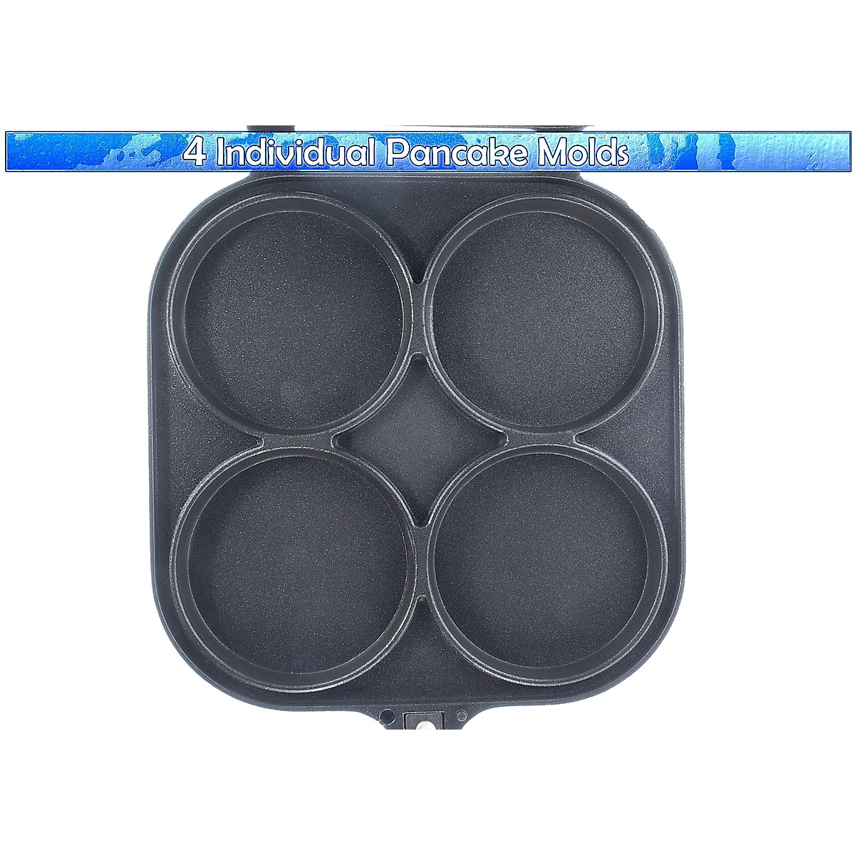 5 STAR SUPER DEALS Pancake Pan Maker Nonstick Double Sided w/ 4 Small Round Mold Designs for Perfect Eggs, French Toast, Omelette, Flip Jack, and Crepes