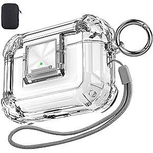 Valkit Compatible Airpods Pro 2 Case 2023/2022 Clear with Lock, Soft TPU AirPod Pro 2nd/1st Generation Case Shockproof Protective Cover with Lanyard & Keychain for Airpods Pro 2nd/1st Gen