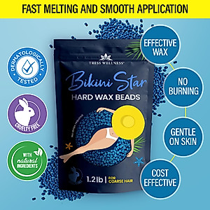 Tress Wellness Hard wax beads for hair removal - For sensitive skin - Bikini Star 1.2lb