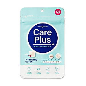 OLIVE YOUNG Care Plus Spot Patch 1 Pack | Hydrocolloid Acne Korean Spot Patch to Cover Zits, Pimples and Blemishes, for Troubled Skin and Face (102 Count - 10mm*72ea + 12mm*30ea)