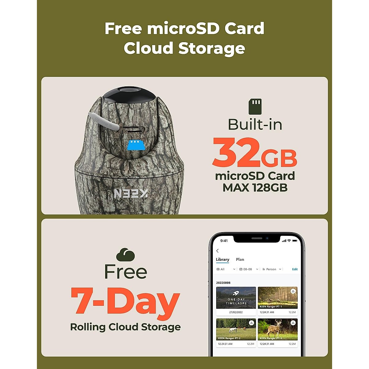 REOLINK KEEN Ranger PT Cellular Trail Camera, 3G/4G LTE, 360° Full View, 2K Live Video&Playback on Phone, No-Glow IR, Solar Powered Game Camera, 2K Night Vision, Smart Motion Activated, No WiFi Needed
