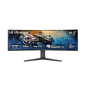 LG 45GR65DC-B Ultragear Curved Gaming Monitor 45-Inch 32:9 QHD 200Hz 1ms UltraWide Display AMD FreeSync Premium Pro VESA DisplayHDR 600 HDMI 2.1 x2 DP UBS x3 Tilt/Height/Swivel Stand - Black
