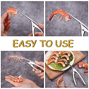 Aidragon Shrimp Deveiner Tool and Shrimp Peeler Set, 2 Pcs Stainless Steel Kitchen Tools for Shrimp Cleaner Peels Prawn Outer Shell Deveins