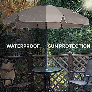 AMMSUN Patio Umbrella Market Table Umbrella 6.5 ft Tilt Steel Pole UPF50+ Protection, Umbrellas and their Parts Great for Outdoor Garden Backyard, Beige