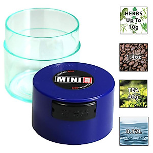 Minivac - 10g to 30 gram Vacuum Sealed Container - Dark Blue Cap & Clear Body