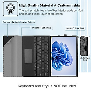 Fintie Case for 13 Inch Microsoft Surface Pro 11/10/9 - Multiple Angle Viewing Portfolio Business Cover with Pocket & Stylus Holder, Compatible with Type Cover Keyboard, Gray/Brown