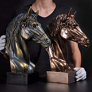 SHJDLSB Retro Horse Head Statue, Antique Copper Animal Doll, Arts and Crafts Living Room Office Decoration-1_291343CM