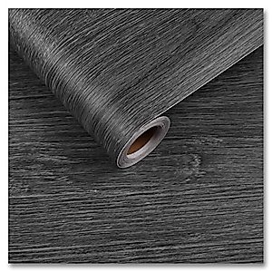 CRE8TIVE 24"x354" Dark Grey Wood Wallpaper Peel and Stick Large Size Self Adhesive Wood Grain Contact Paper Countertops Waterproof Thickened Distressed Wood Vinyl Wrap for Kitchen Cabinets Furniture