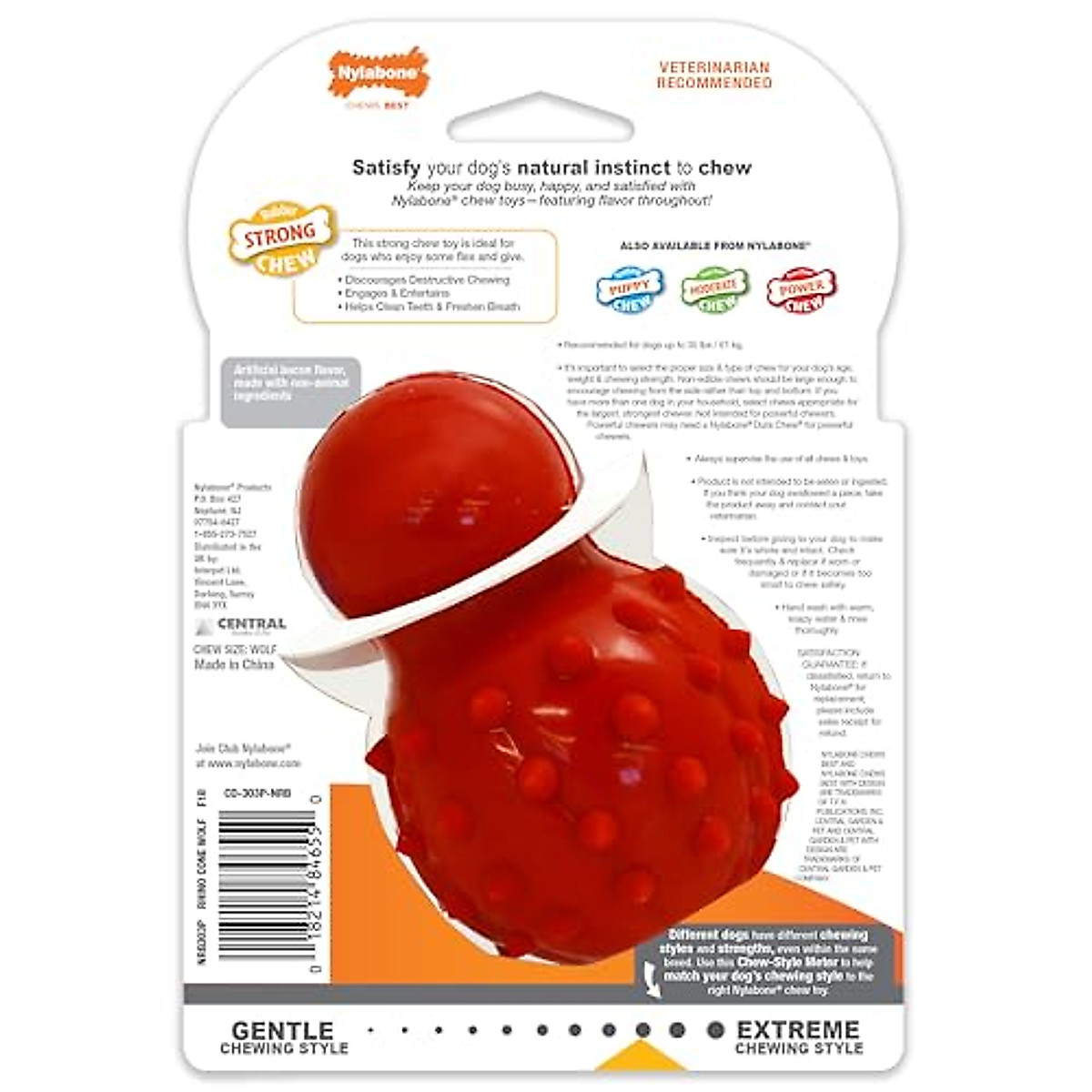 Nylabone Strong Chew Cone Stuffable Chew Toy for Dogs, Bacon Flavored Fillable Treat Toy, Medium/Wolf - Up to 35 lbs. (1 Count)