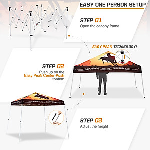 EAGLE PEAK 10x10 Slant Leg Pop-up Canopy Tent Easy One Person Setup Instant Outdoor Beach Canopy Folding Portable Sports Shelter 10x10 Base 8x8 Top (Cowboy)