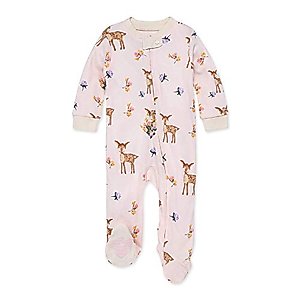 Burt's Bees Baby Girls' Sleep and Play Loose Fit, 100% Organic Cotton, Sweet Doe, Newborn