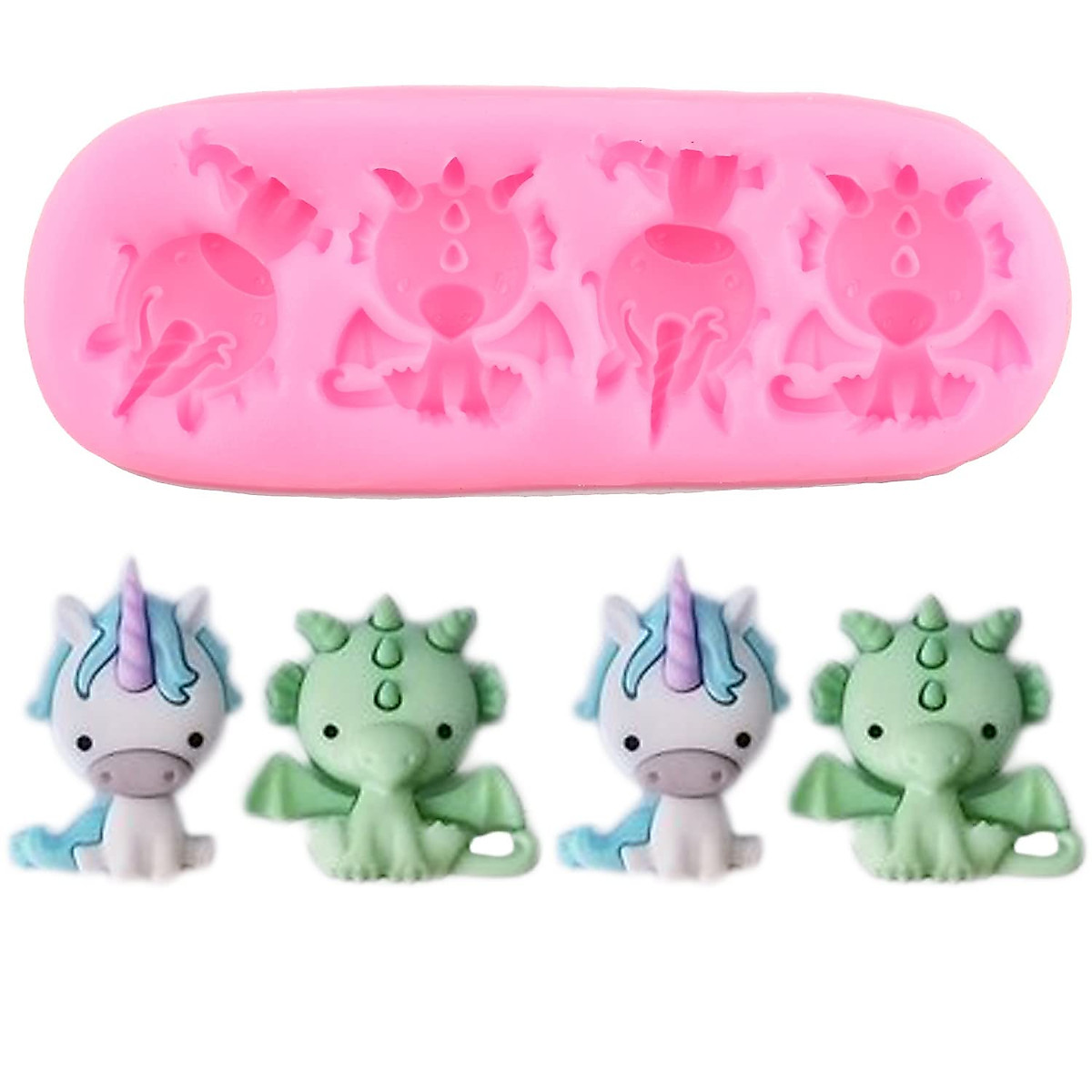 Mujiang Cat Head Fox Unicorn Bear Silicone Fondant Molds For Sugar Gum Paste Candy Chocolate Cake Decorating Set Of 4