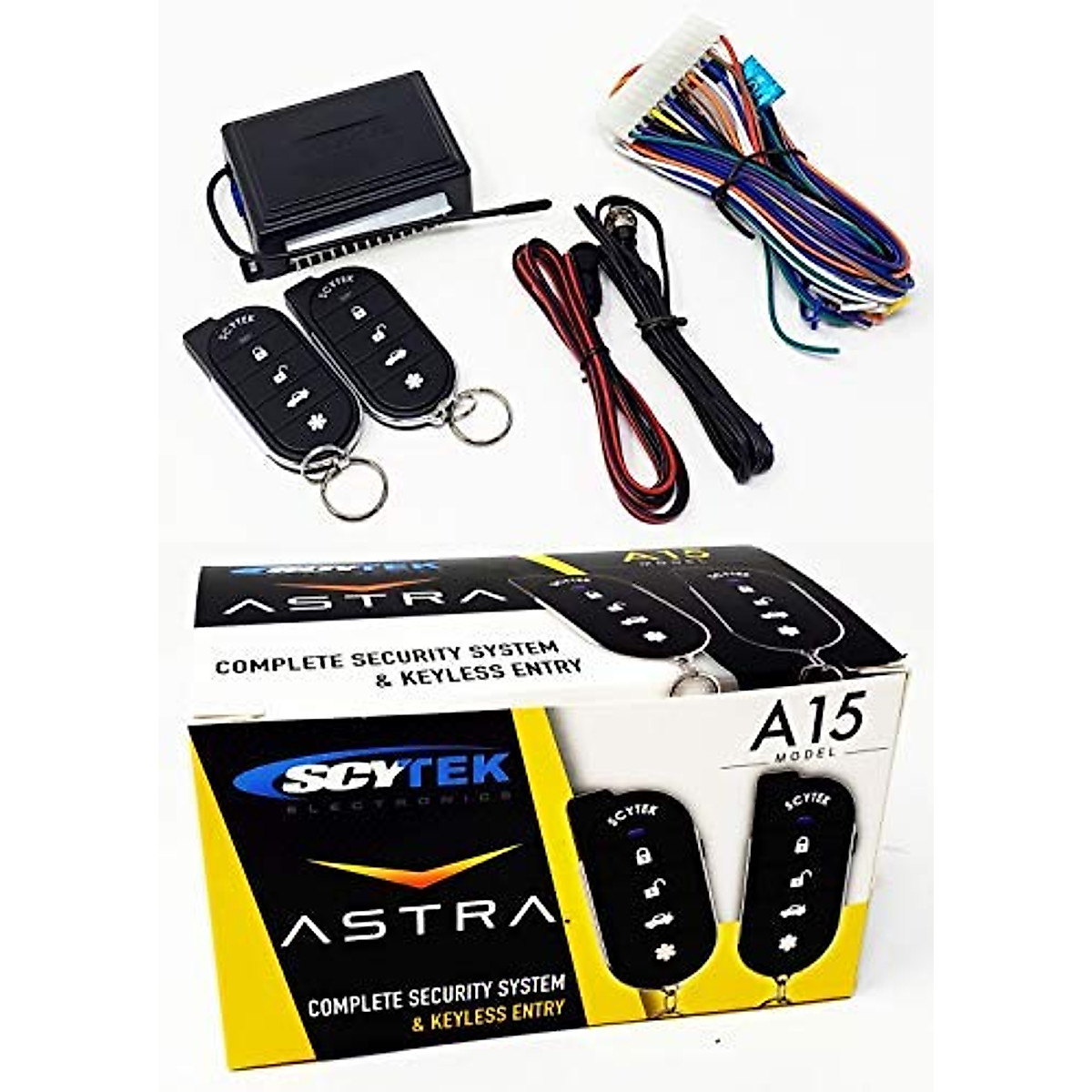 Scytek A15 Keyless Entry Car Alarm Security System, 2 Key Fob Remote Controls