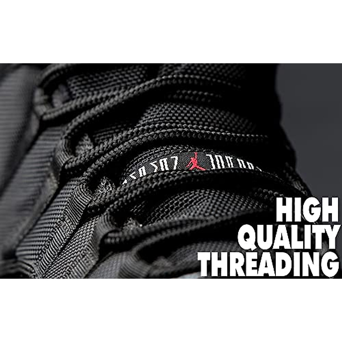 LitLaces - Premium Jordan 11 Replacement Shoe Laces Durable Woven Polyester Shoe Strings for Basketball and Athletic Sneakers (Black/Red, 55")