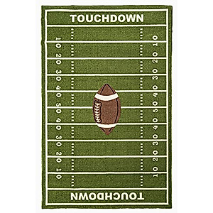 Furnish My Place 705 Solid Football 3'3"x5' Dalyn Rug, All Star Football Ground, Play Area Rug for Kids, Football Field Ground Rectangle, Anti Skid Rubber Backing, Green