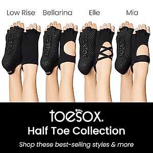 toesox Non Slip Ankle Half Toe Grip Socks - Pilates Socks with Grips for Women, Yoga, Barre and Dance