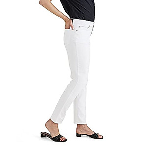Dockers Women's Slim Fit High Rise Jean Cut Pants, Lucent White, 28