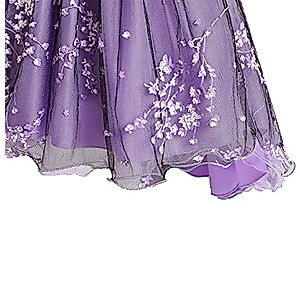 USEMPER Flower Girl Dresses for Wedding Girls Princess Gown Girl Fancy Dress Baptism Dresses for Baby Girls High Low Tulle with Train Size 5T 6T Years(Purple 120)