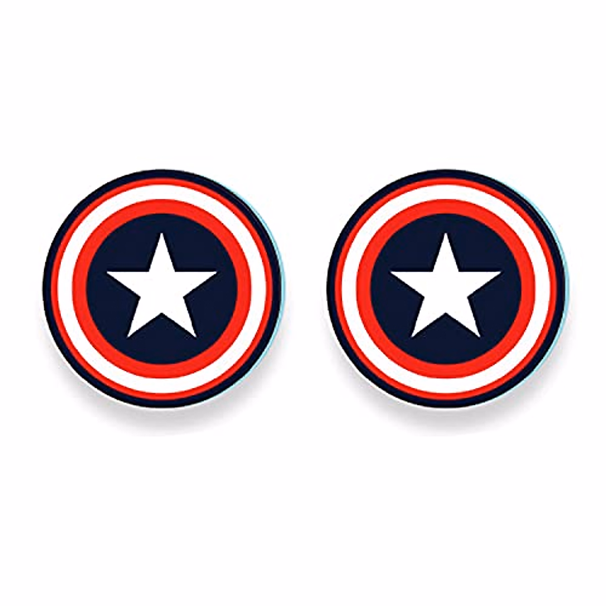 SALEX Replacement Metal Plates Set with White Star Print. Kit of 2 Round Iron Discs Without Holes for Magnetic Car Phone Holders, Wall & Air Vent Mounts, Cases, Magnets. 3M Adhesive Backing. 2 Pack.