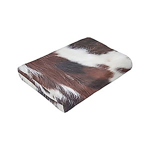 Brown Cow Blanket Cow Print Throw Blanket, Lightweight Flannel Fleece Blankets with Cow Print for Couch (Fleece Cow Blanket for Adult Kid 2, 60"x50")