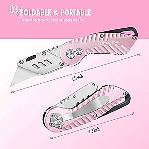 FantastiCAR Pink Utility knife Box cutter with Extra Blades and Multifunctional Pliers Set, Stainless Steel Body and Gift Packaging Box